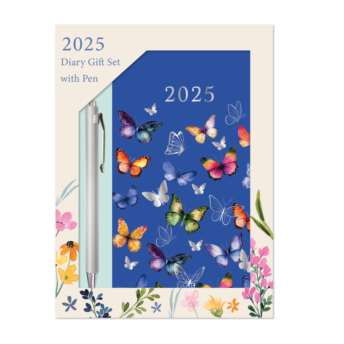 Calendar Club | 2025 Gift Set Diary Slim WTV with Pen Butterfly Diary