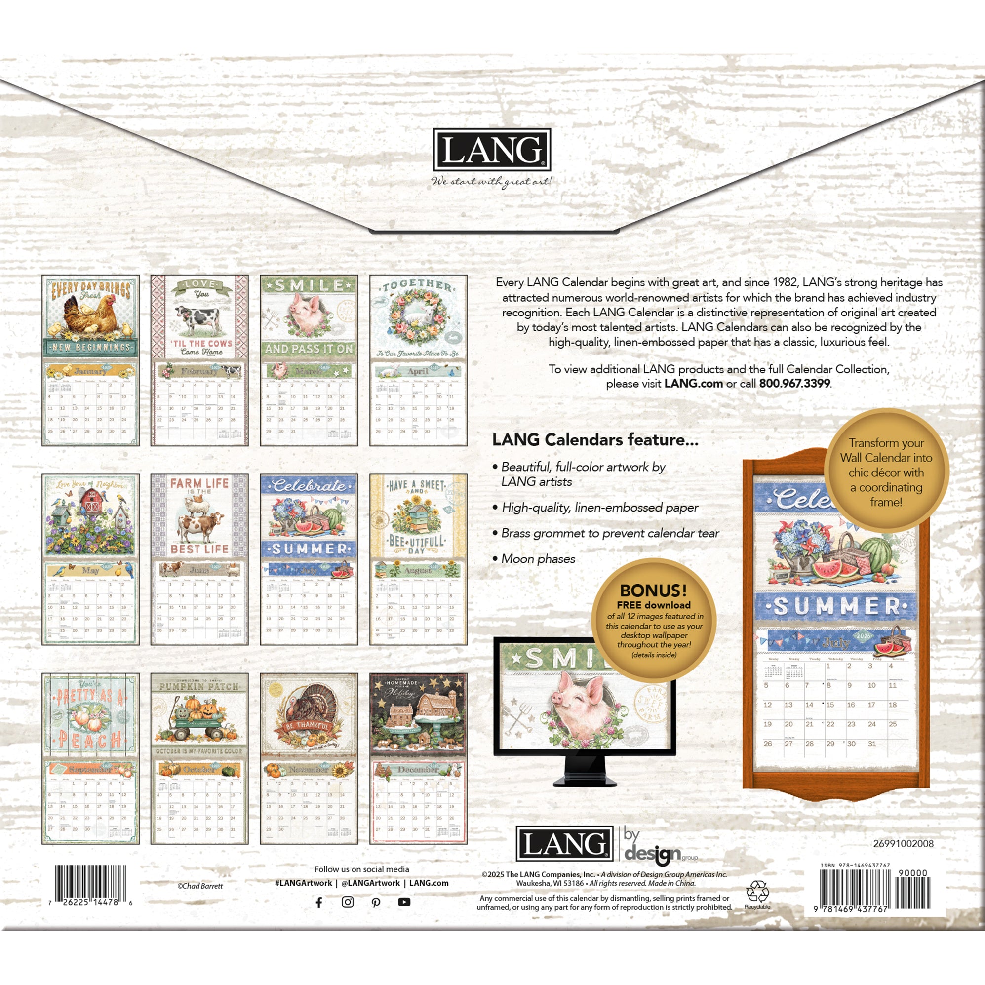 Calendar Club | Farmhouse 2026 Large Wall Calendar (Online Exclusive)