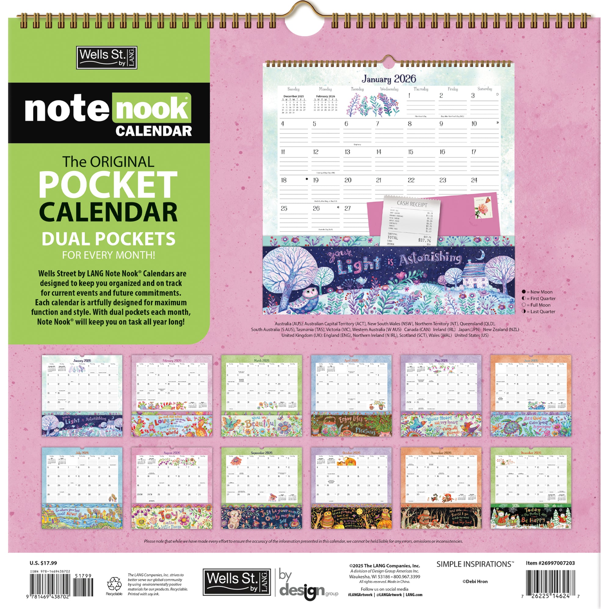 Calendar Club | Simple Inspirations Note Nook 2026 Square Wall Calendar ...