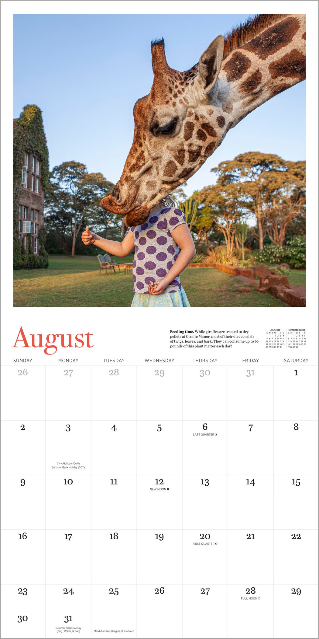 Calendar Club | Giraffe Manor 2026 Square Wall Calendar (Online Exclusive)