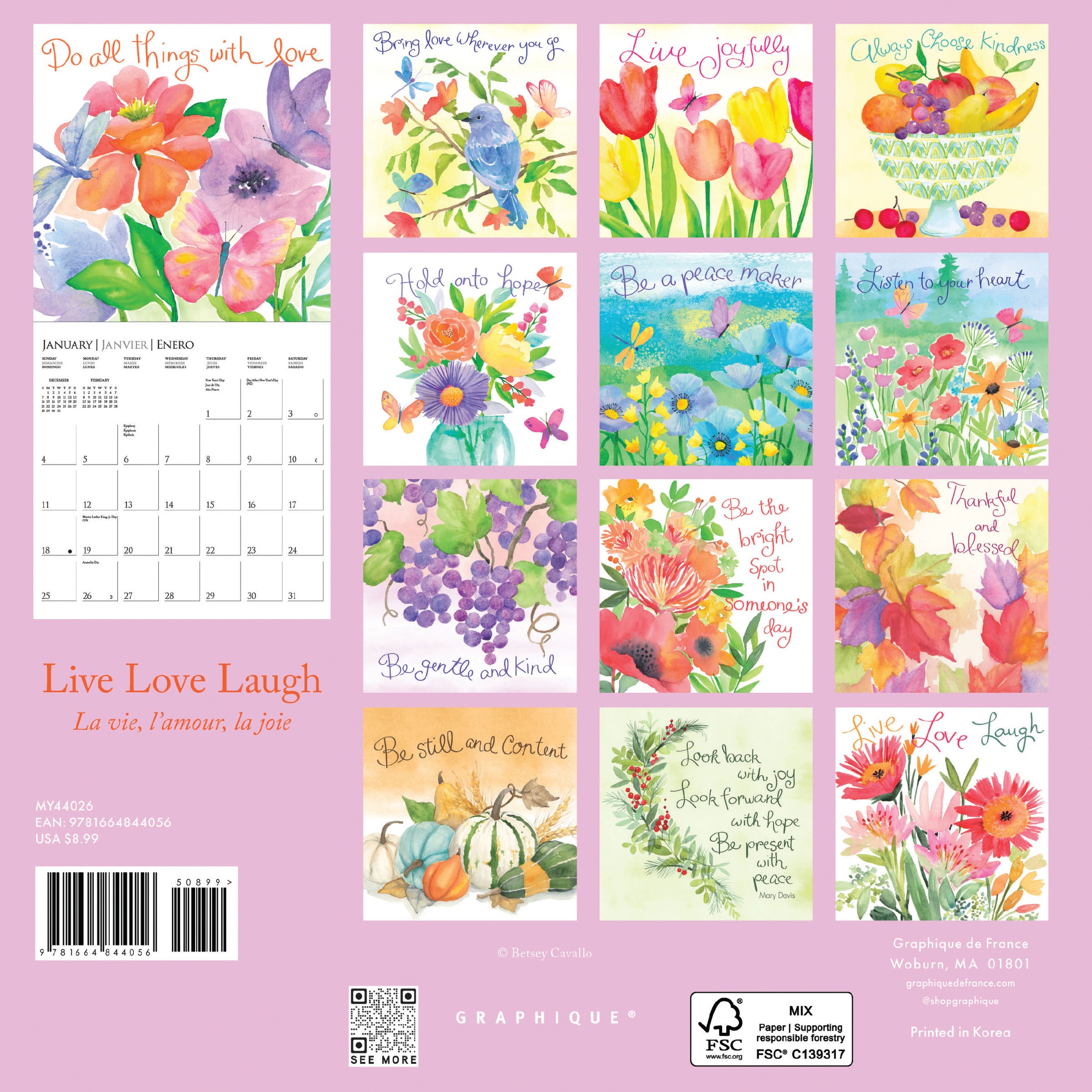 Calendar Club | Live Love Laugh 2026 Mini Wall Calendar