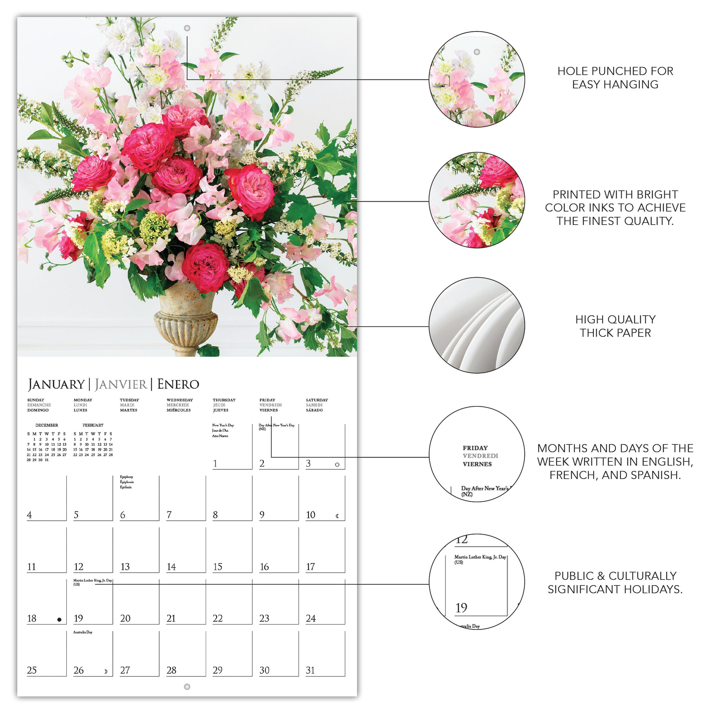 Calendar Club | Garden Bouquets 2026 Square Wall Calendar