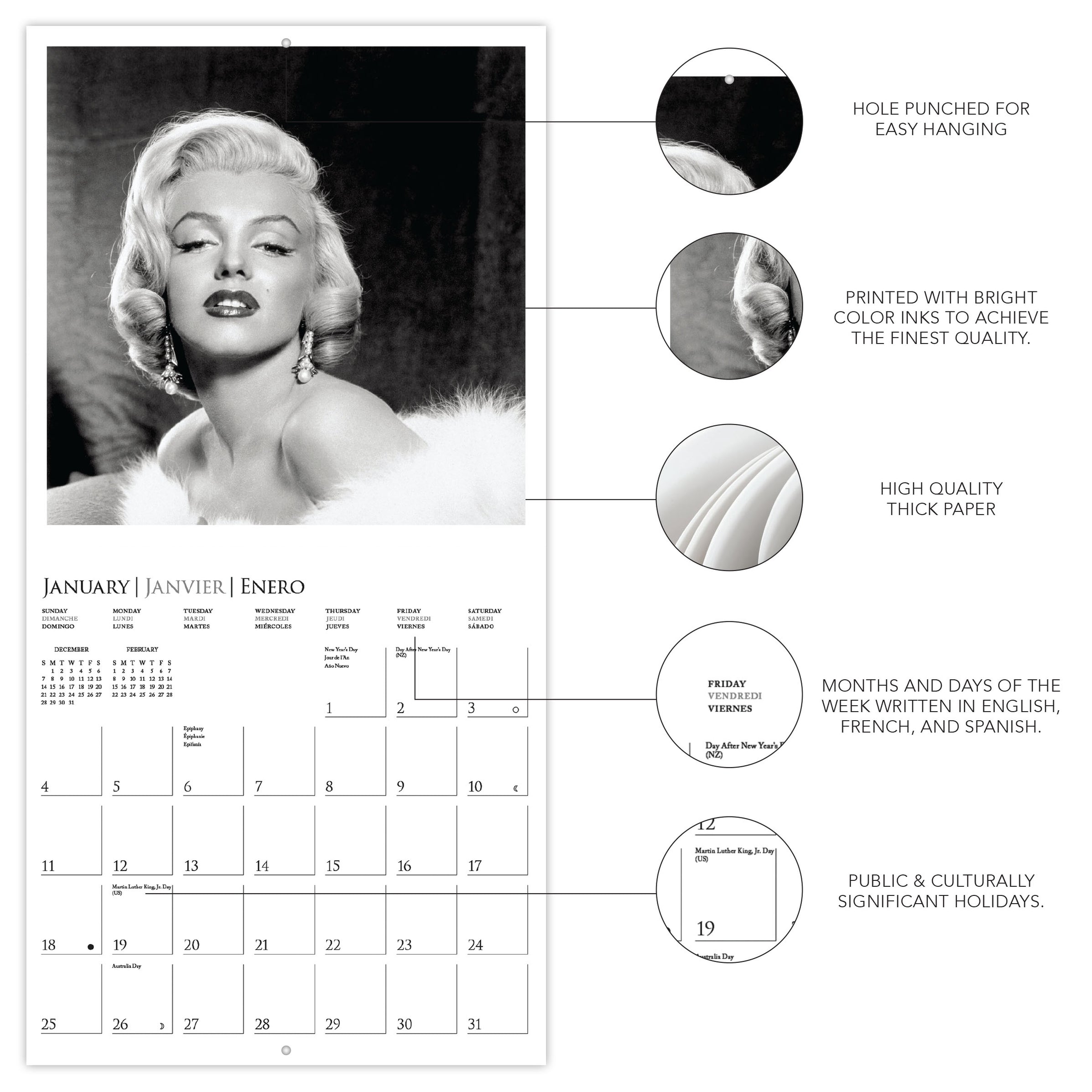 Calendar Club | Marilyn Monroe 2026 Square Wall Calendar
