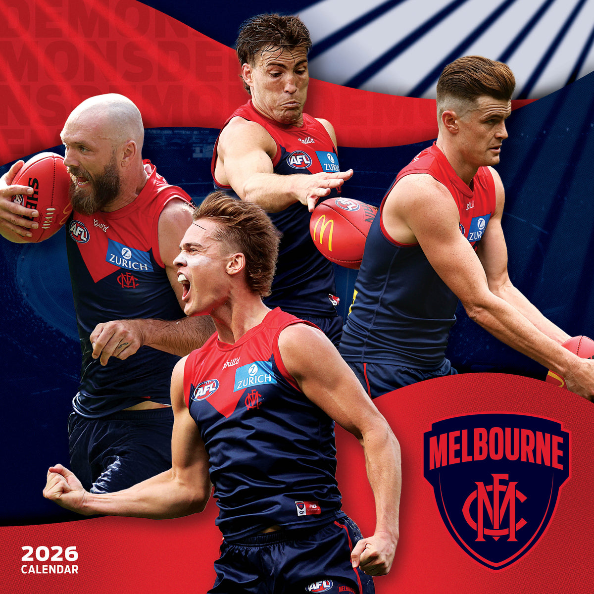 Calendar Club | AFL Melbourne Demons 2026 Square Wall Calendar