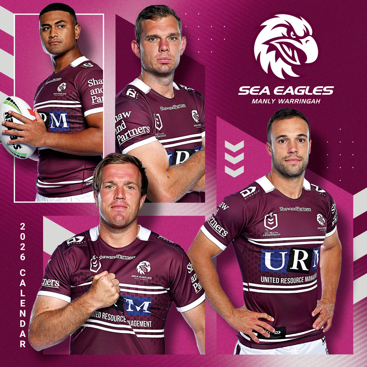 Calendar Club | NRL Manly Sea Eagles 2026 Square Wall Calendar