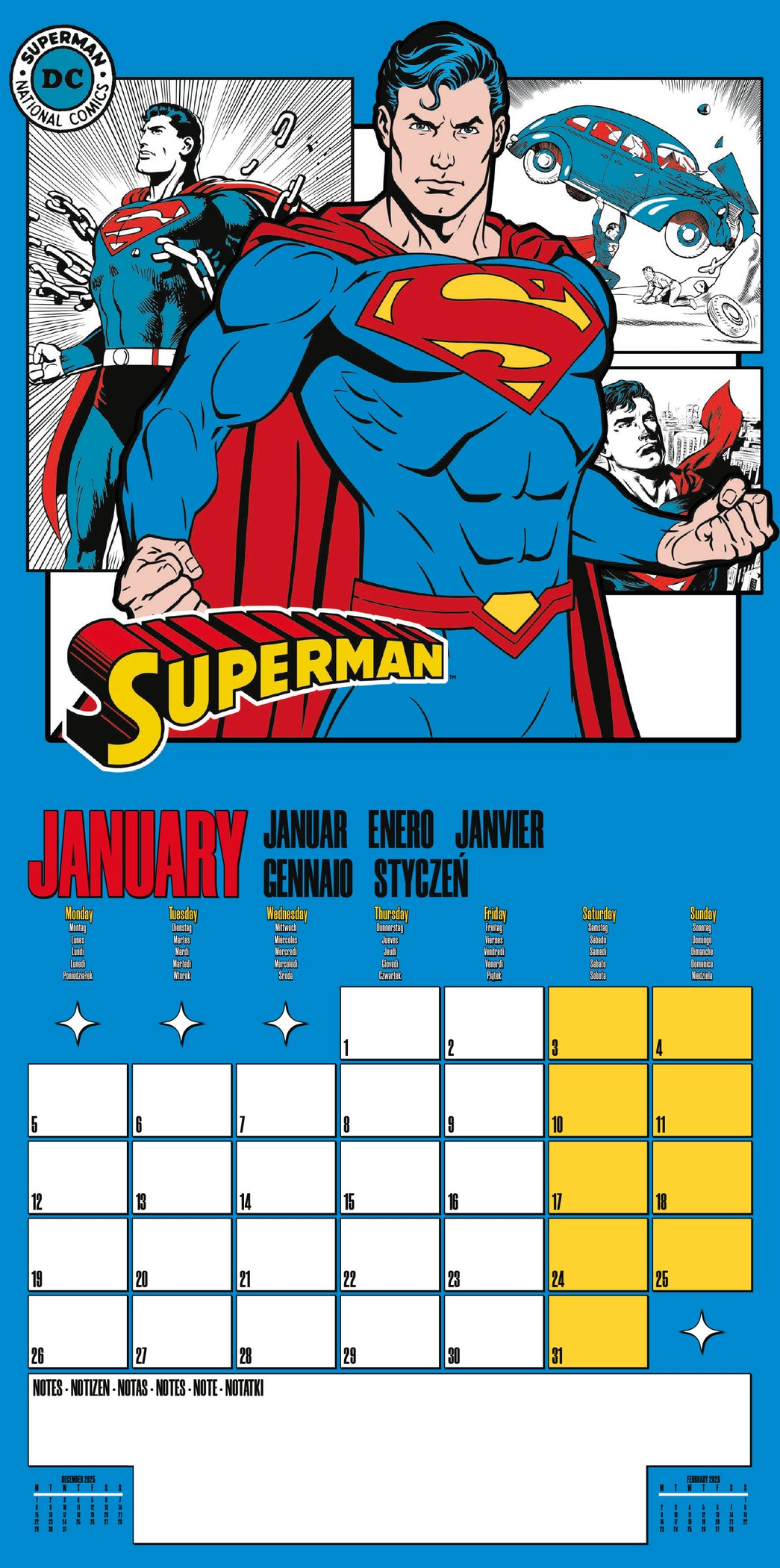 Calendar Club | Superman 2026 Square Wall Calendar
