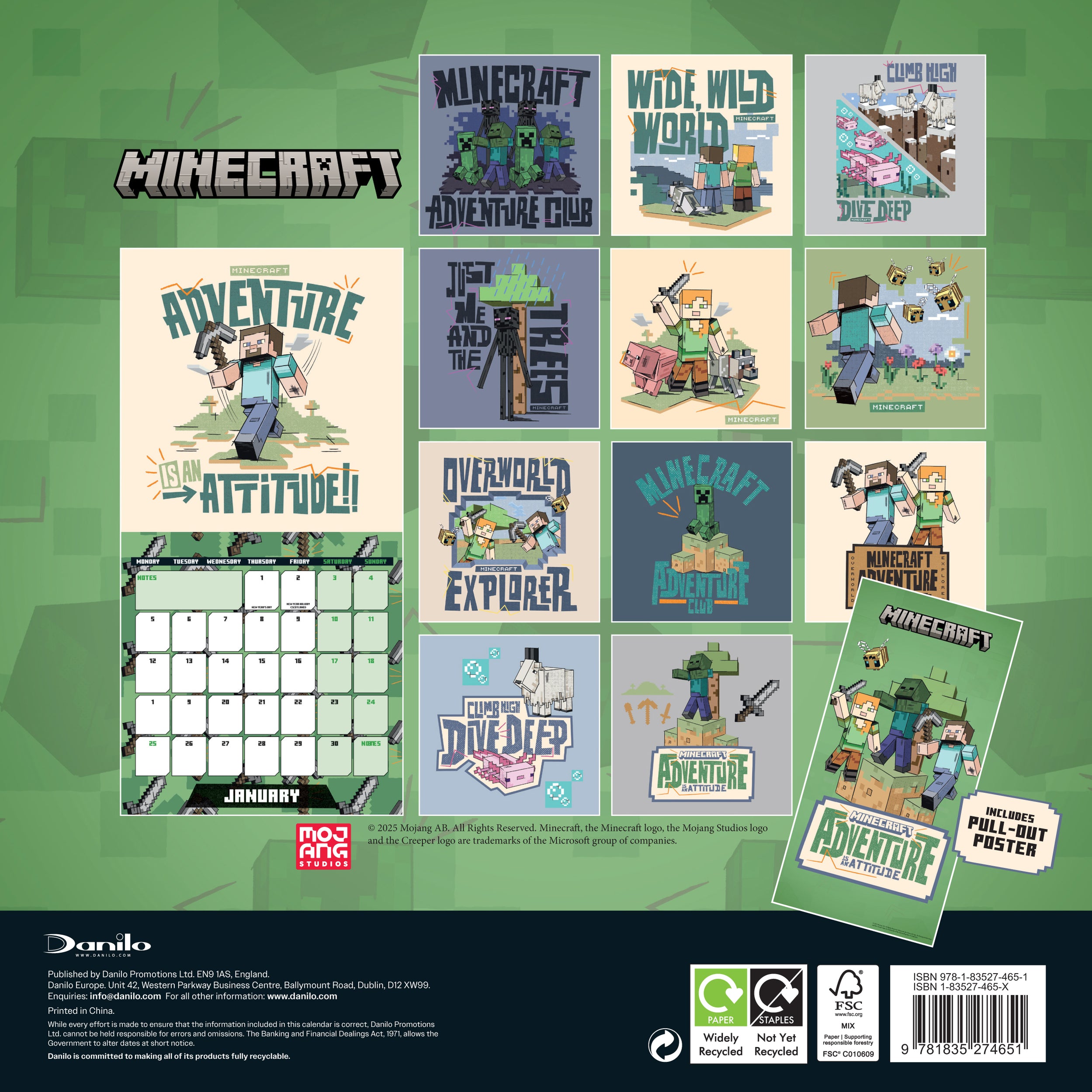 Calendar Club | Minecraft 2026 Square Wall Calendar