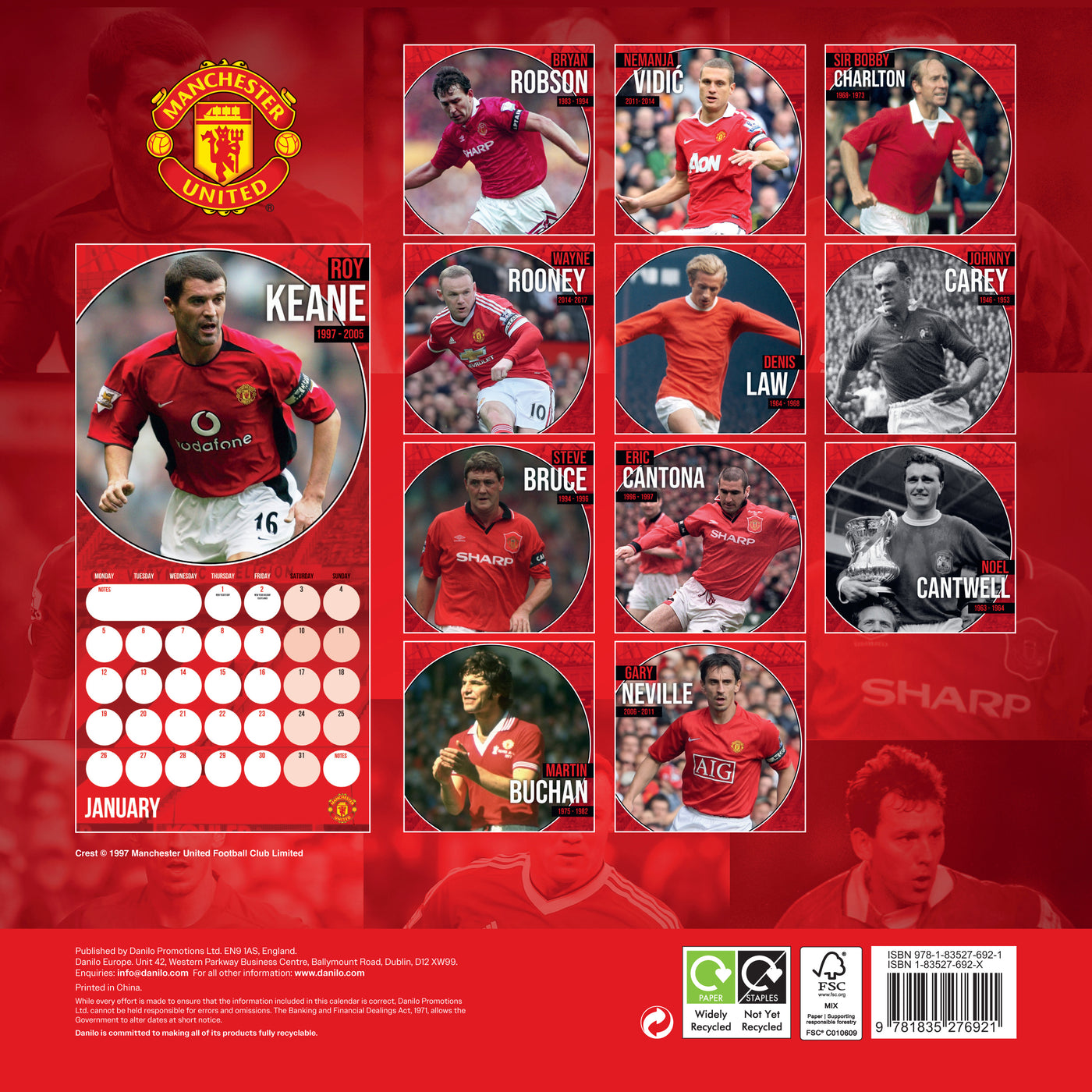 Calendar Club | Manchester United Legends 2026 Square Wall Calendar