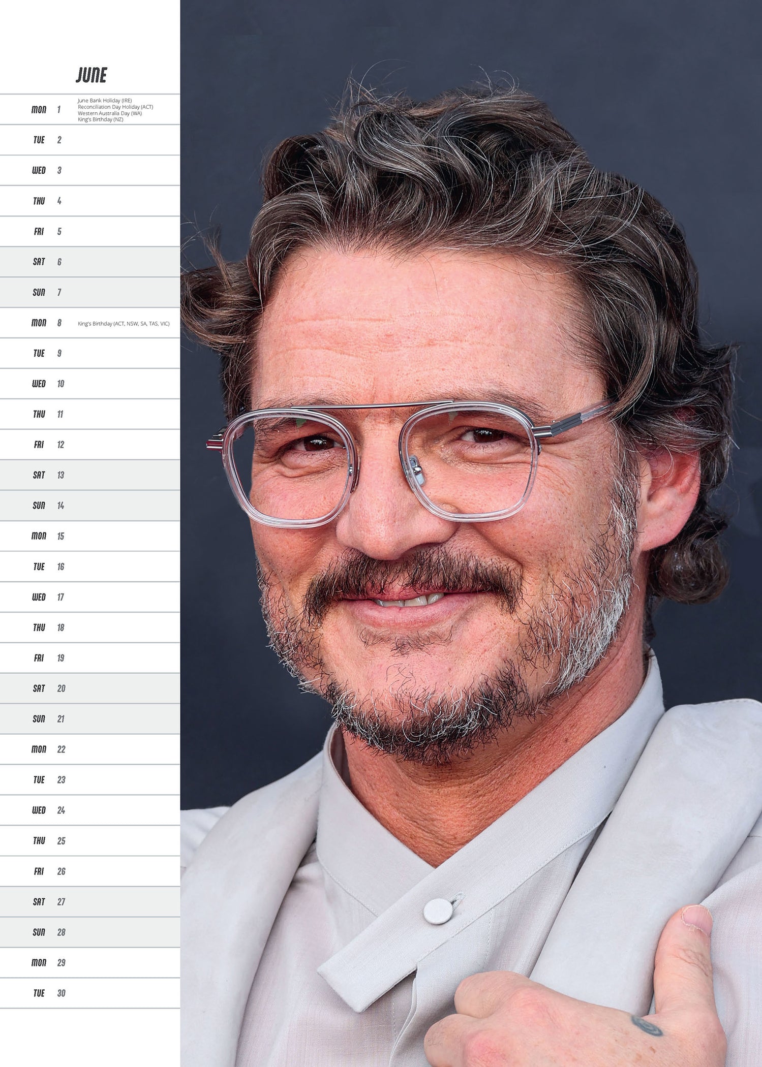 Calendar Club | Pedro Pascal 2026 A3 Wall Calendar