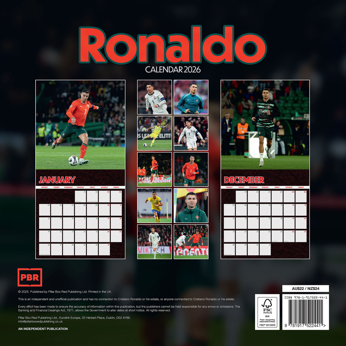 Calendar Club | Cristiano Ronaldo 2026 Square Wall Calendar